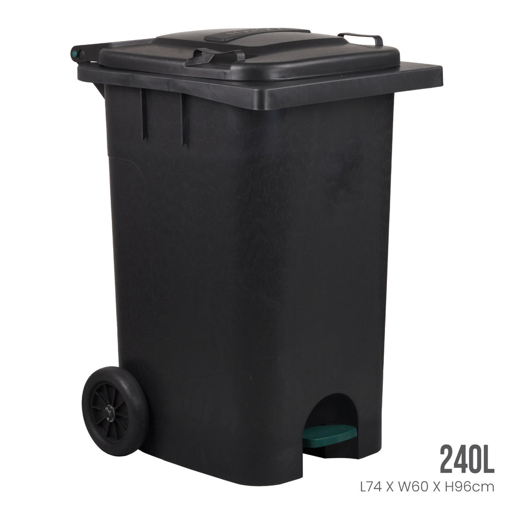 RECYCLE STEP BIN W/WHEELS 240L (BLACK/BROWN) (1010-B) | TOYOGO ...