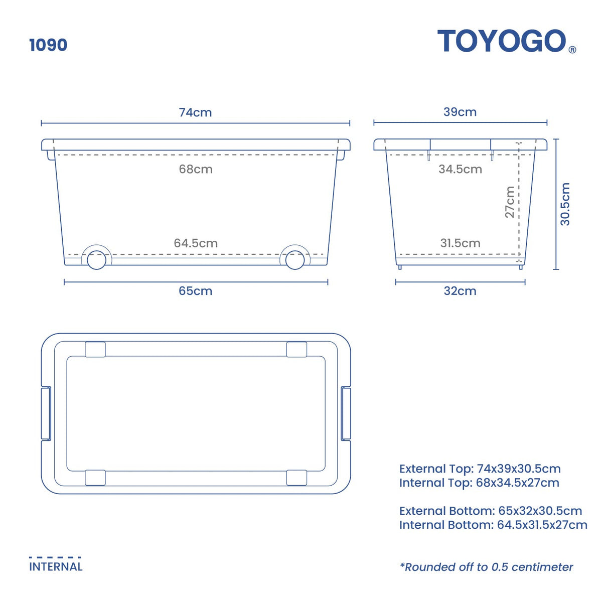 LONG STORAGE BOX W/WHEEL (1090) | TOYOGO Singapore – TOYOGO - CHUAN HENG